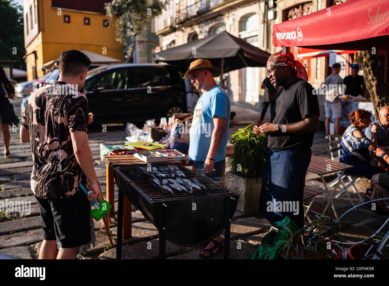 Traditional grilled sardines during Festival of St John of Porto (Festa ...