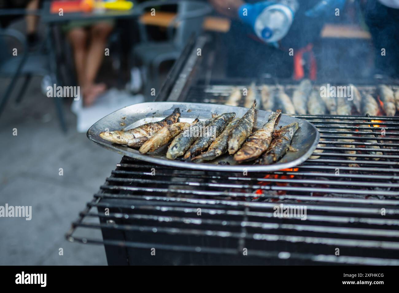 Traditional grilled sardines during Festival of St John of Porto (Festa ...
