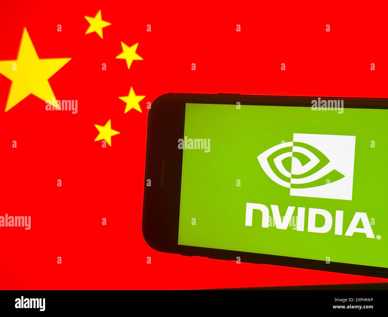 New York, New York, USA. 1st July, 2024. NVIDIA logo with the Chinese ...