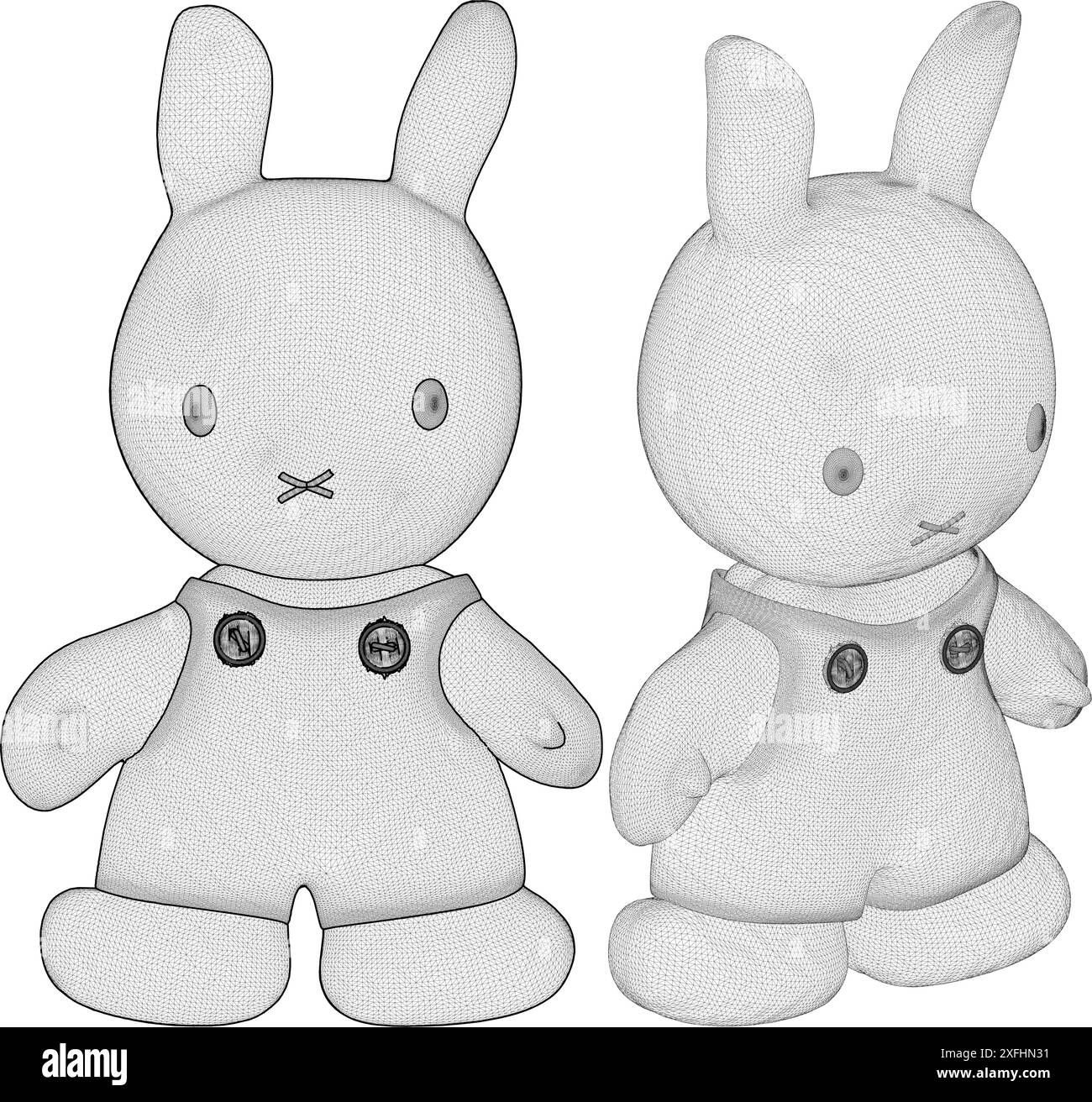 Rabbit Doll Toy Vector. Illustration Isolated On White Background. A ...