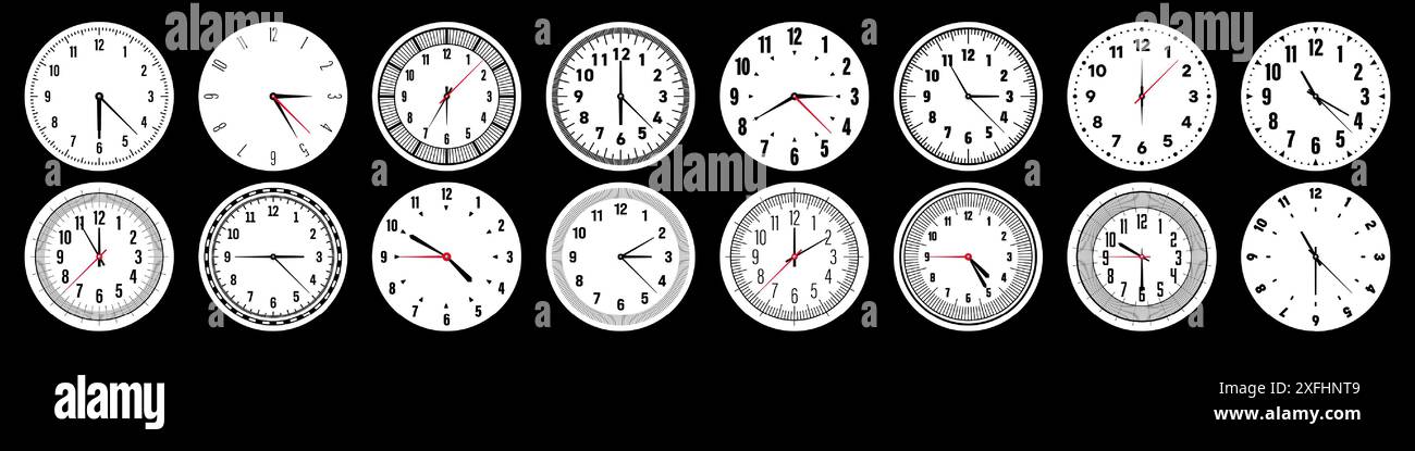 Mechanical clock faces with hands, bezel. Watch dial with minute, hour ...