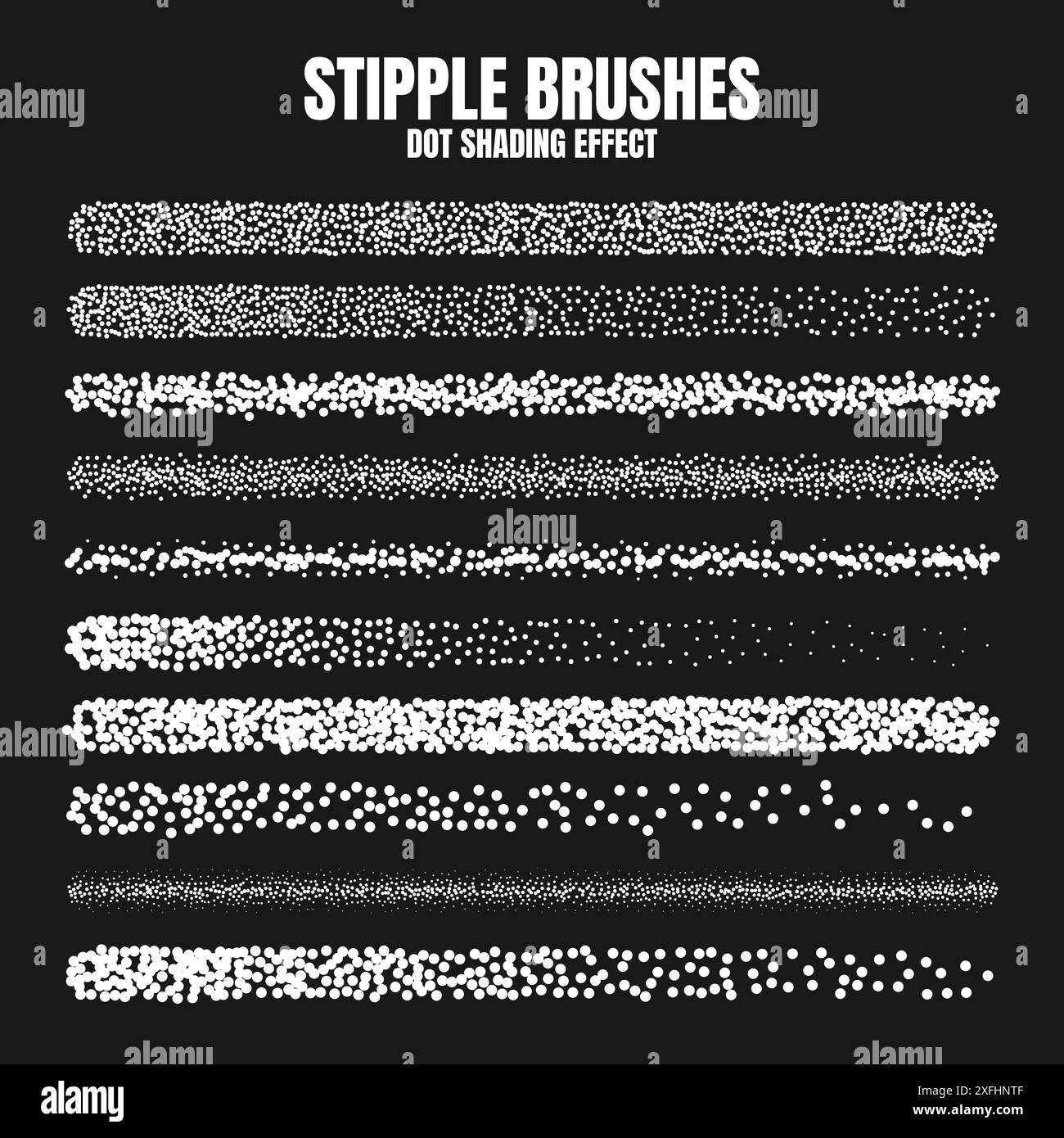 Stipple scatter brush, ink drawing and texturing. Fading gradient ...