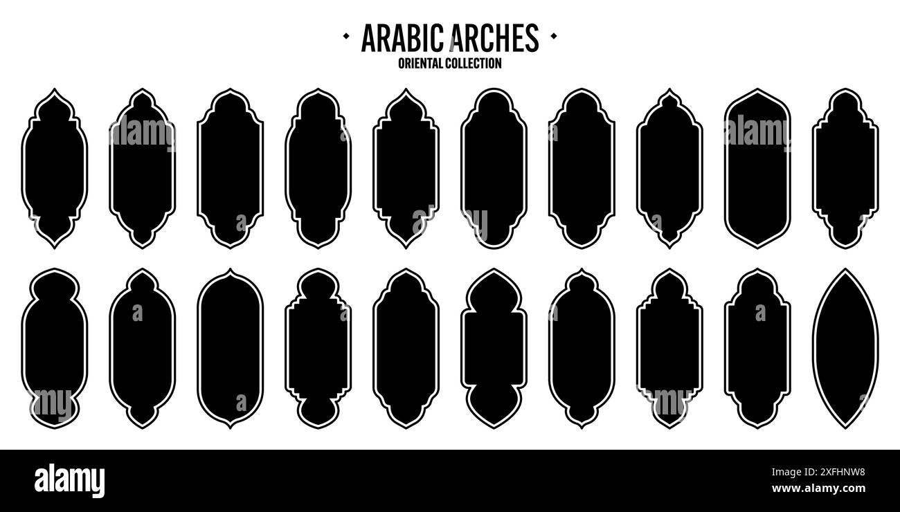 Islamic frames, oriental style objects. Arabic shapes, windows and ...