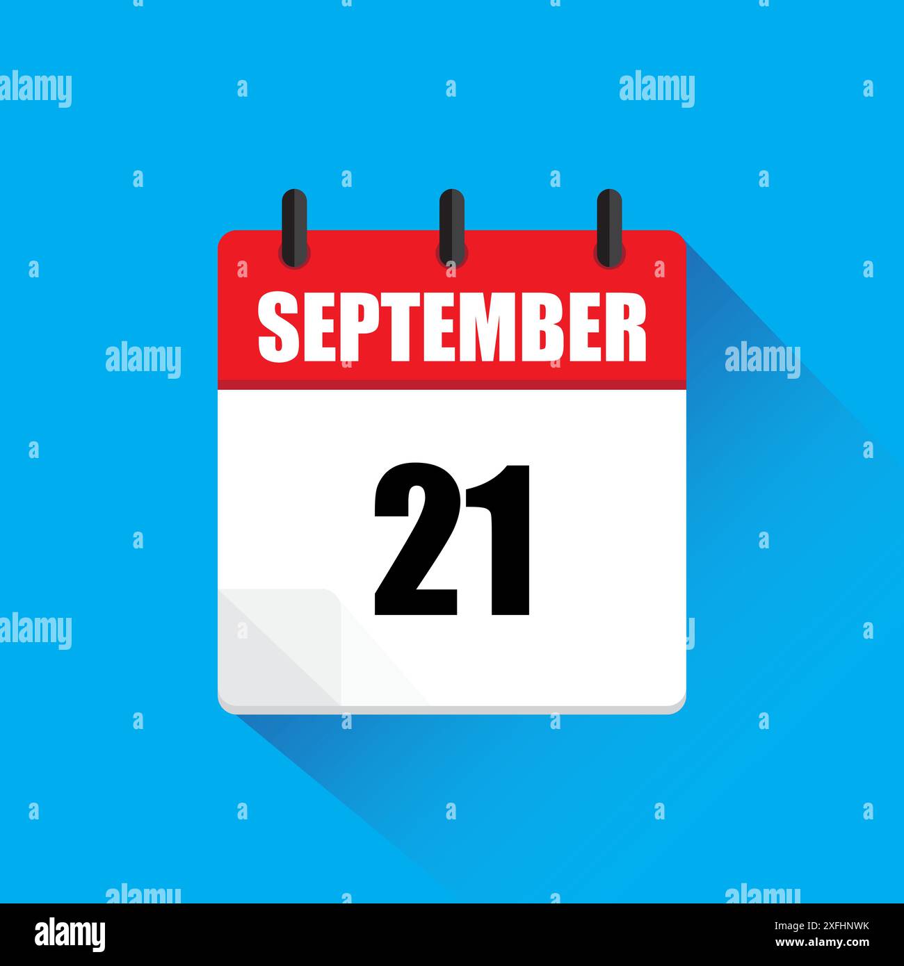 Calendar icon September. Red header design. Twenty first September ...