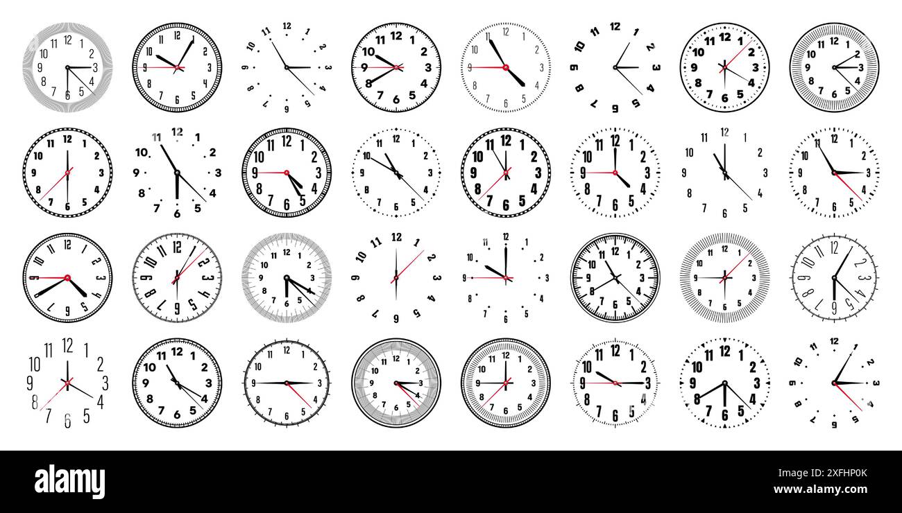 Mechanical clock faces with hands, bezel. Watch dial with minute, hour ...