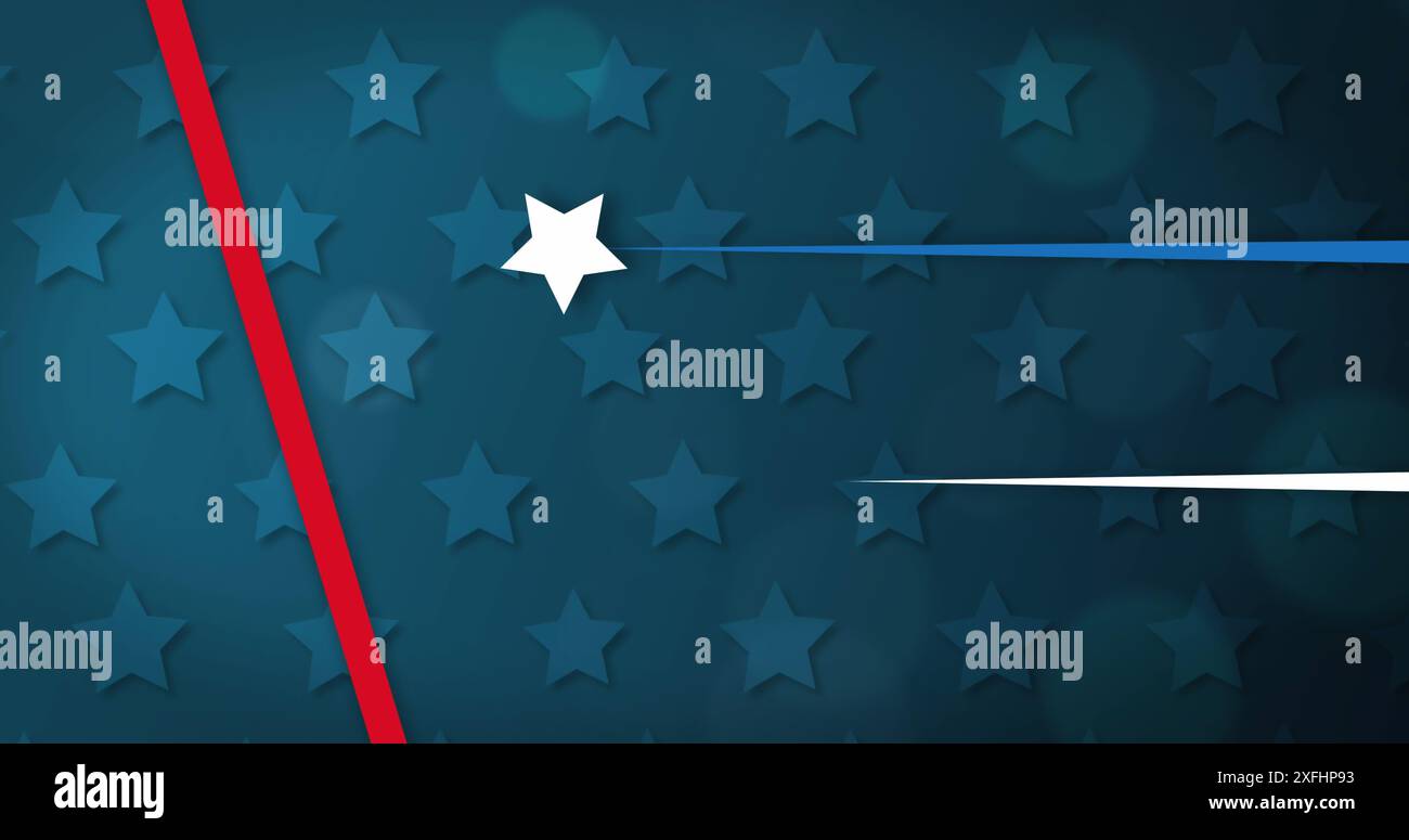 Image of stars with blue, red, white striped moving on star shaped ...