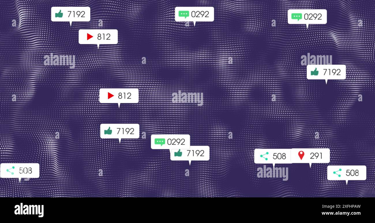 Image of notification bars over dynamic wave pattern against abstract background Stock Photo - Alamy