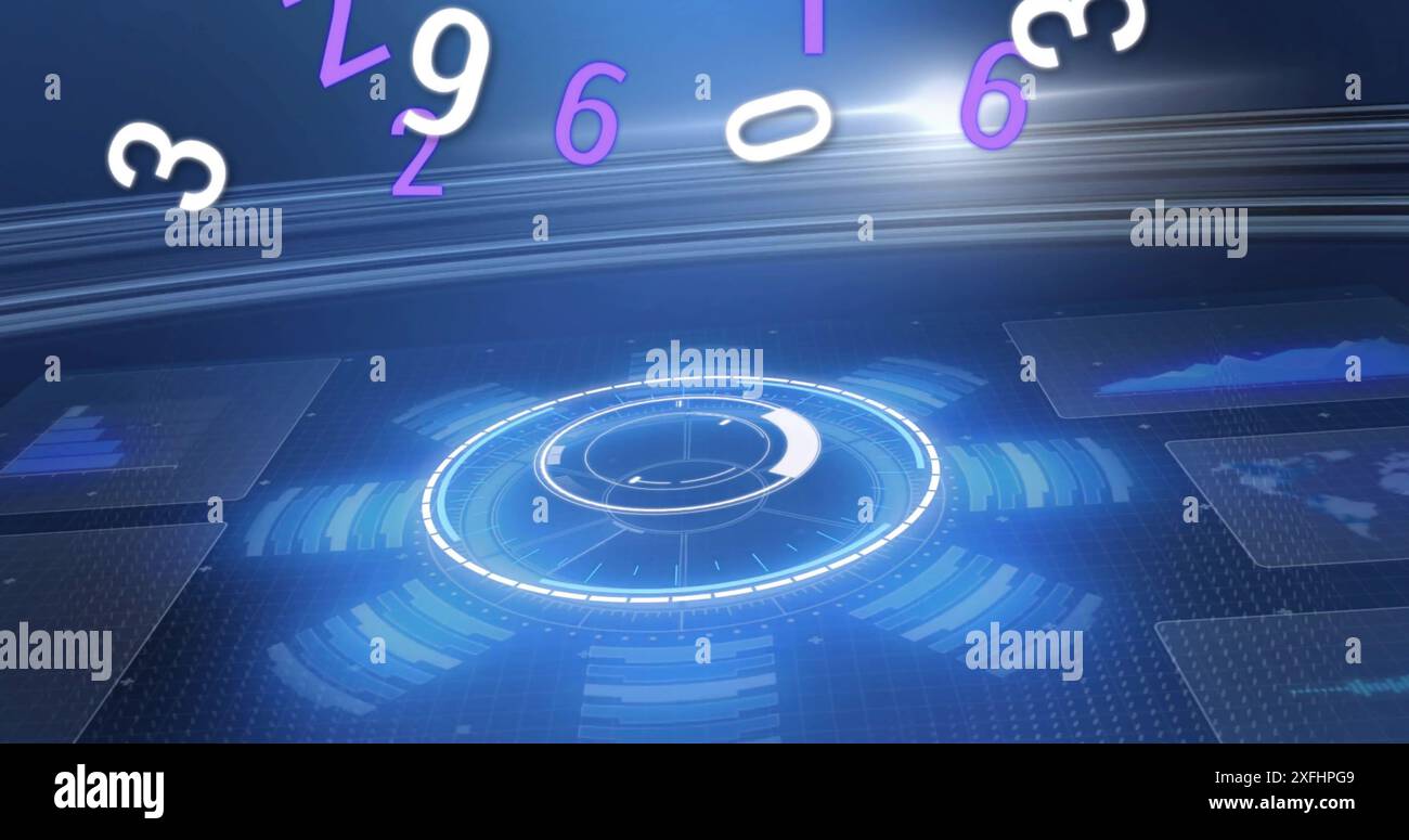 Image of scope scanning and data processing over screens Stock Photo - Alamy