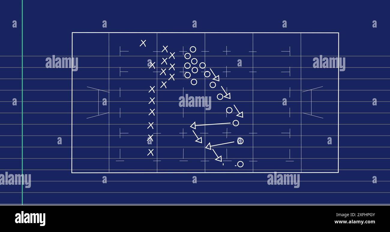 Image of game plan on blue background with lines Stock Photo - Alamy