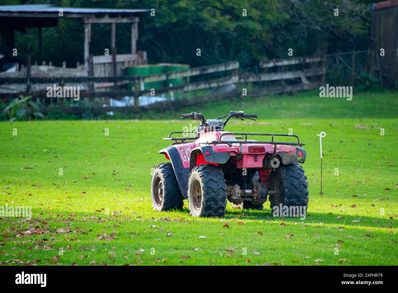 Quad Bike on a Farm Stock Photo - Alamy