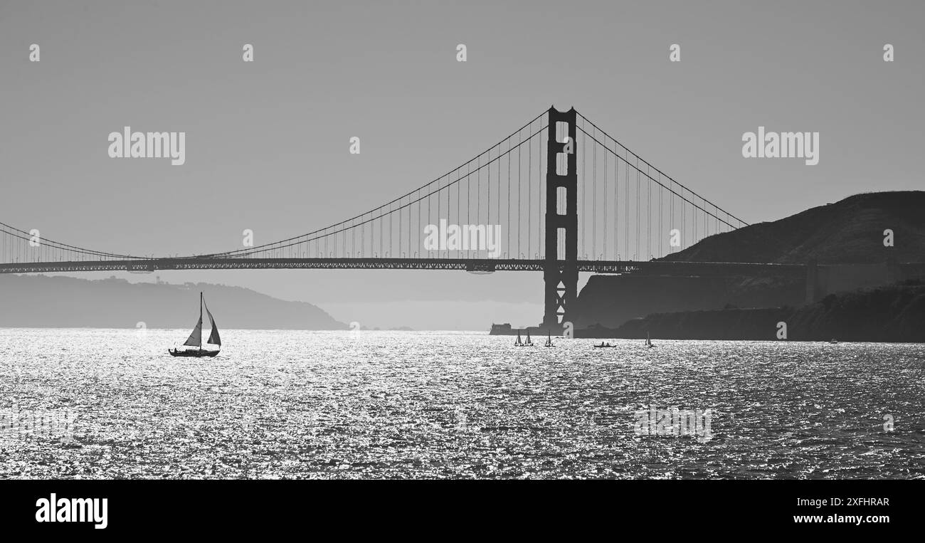 World famous landmark - the iconic Golden Gate Bridge, San Francisco CA ...