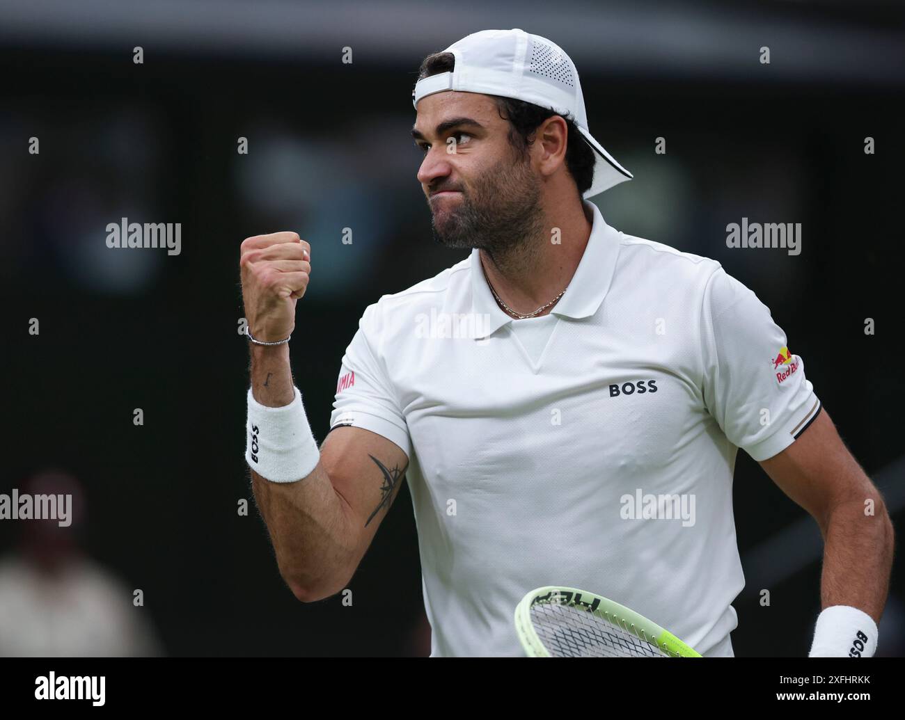 London, Britain. 3rd July, 2024. Matteo Berrettini of Italy reacts during the men's singles ...