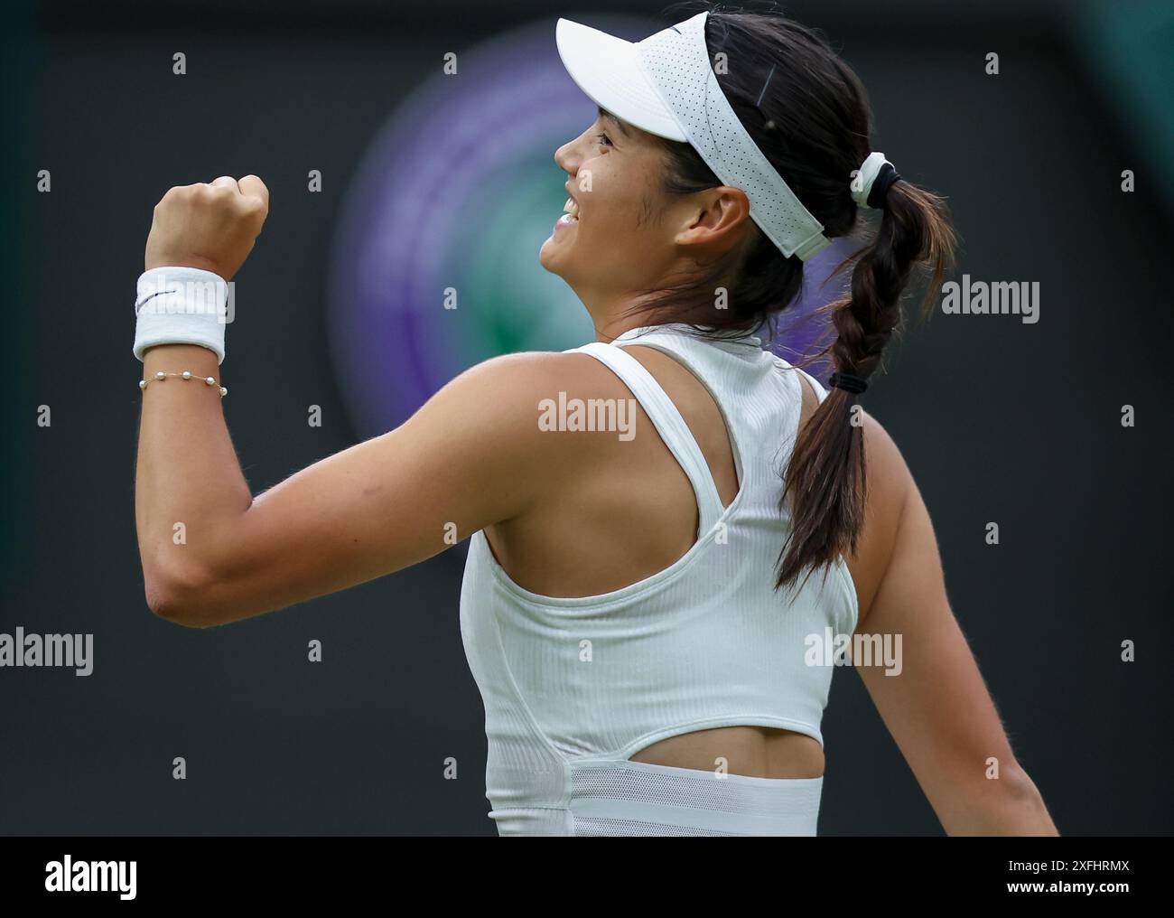 London, Britain. 3rd July, 2024. Emma Raducanu of Britain celebrates ...