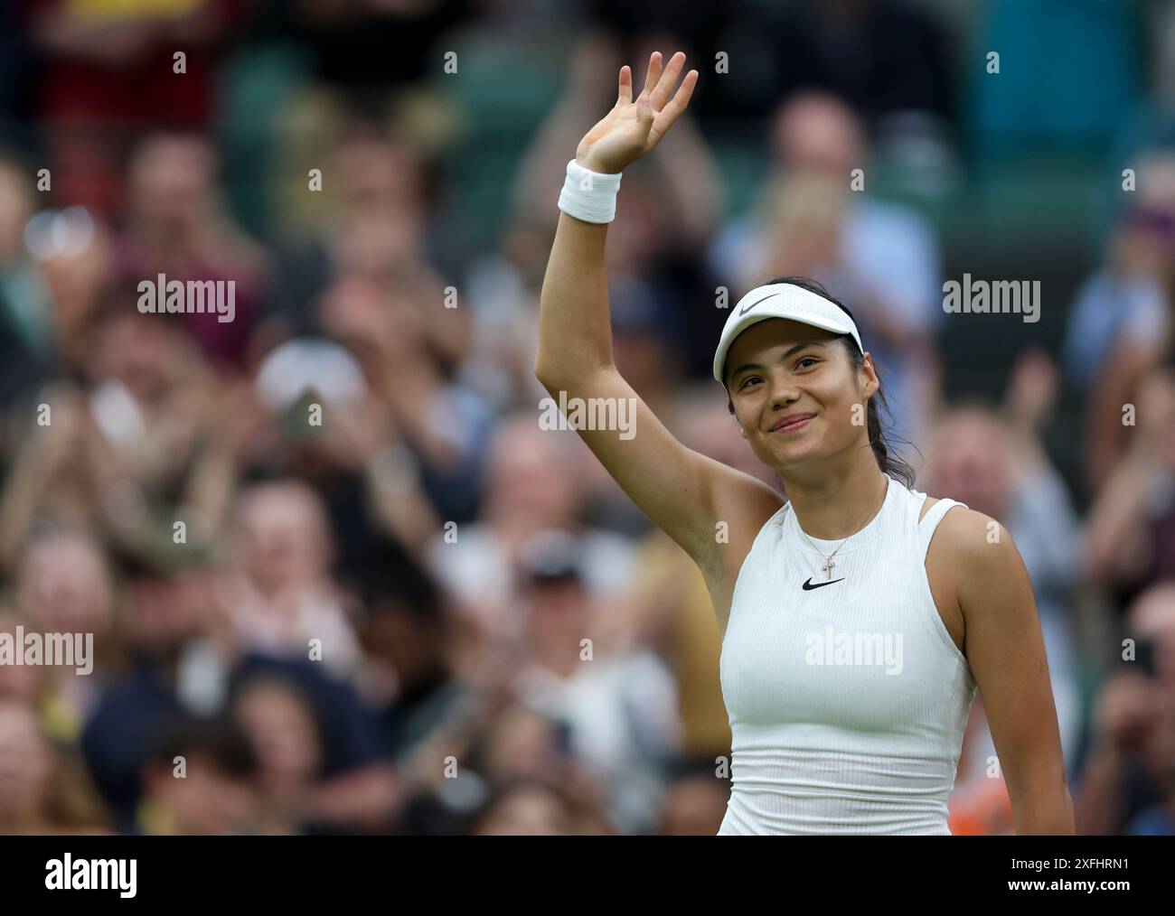 London, Britain. 3rd July, 2024. Emma Raducanu of Britain celebrates ...