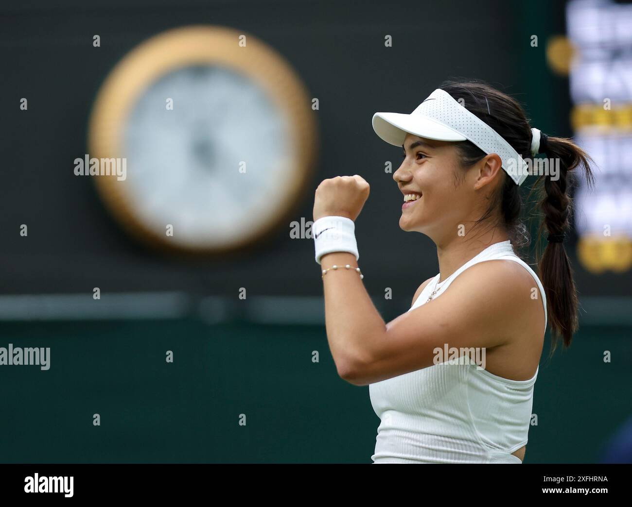 London, Britain. 3rd July, 2024. Emma Raducanu of Britain celebrates ...