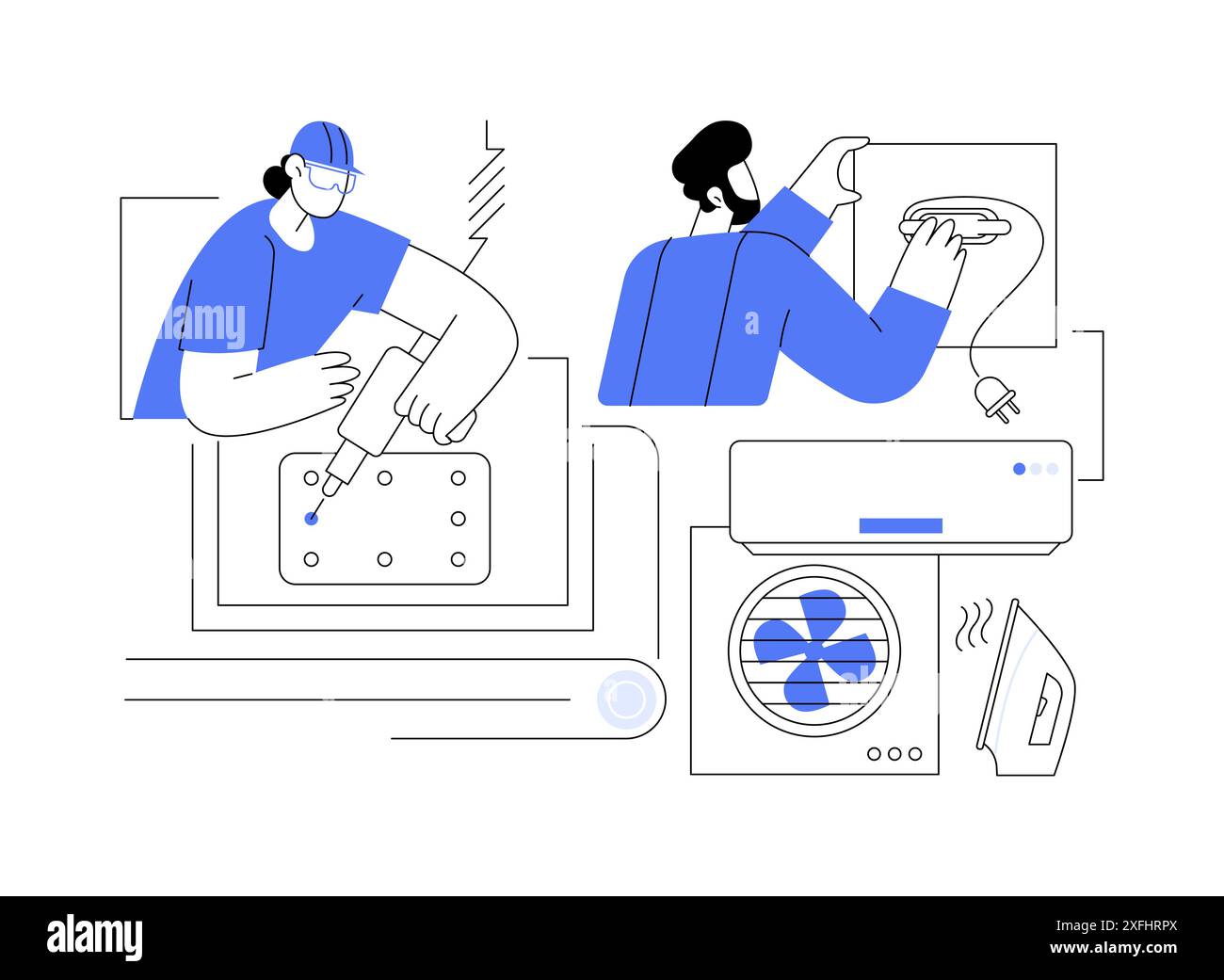 Assembly line workers Stock Vector Images - Alamy