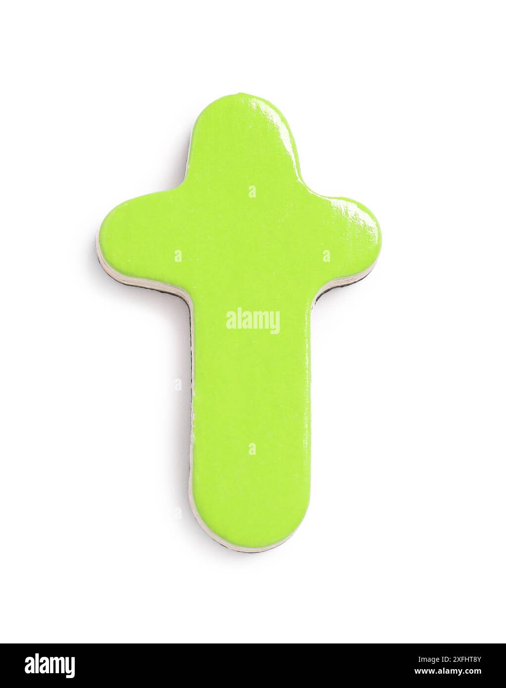 Green magnetic letter T isolated on white, top view. Alphabet Stock ...