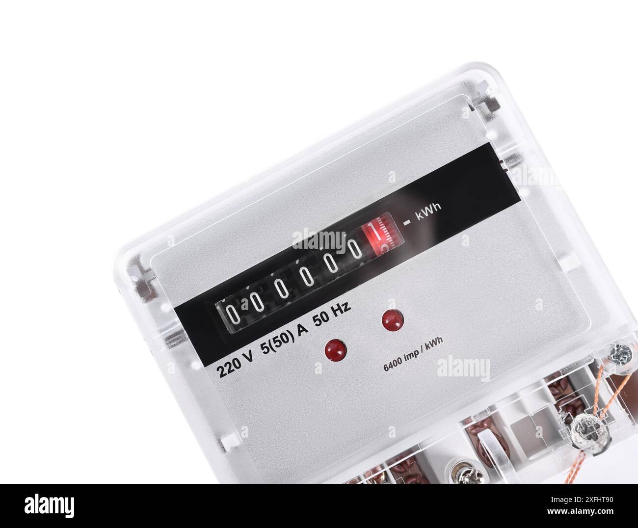 Electric meter isolated on white. Energy measuring device Stock Photo ...
