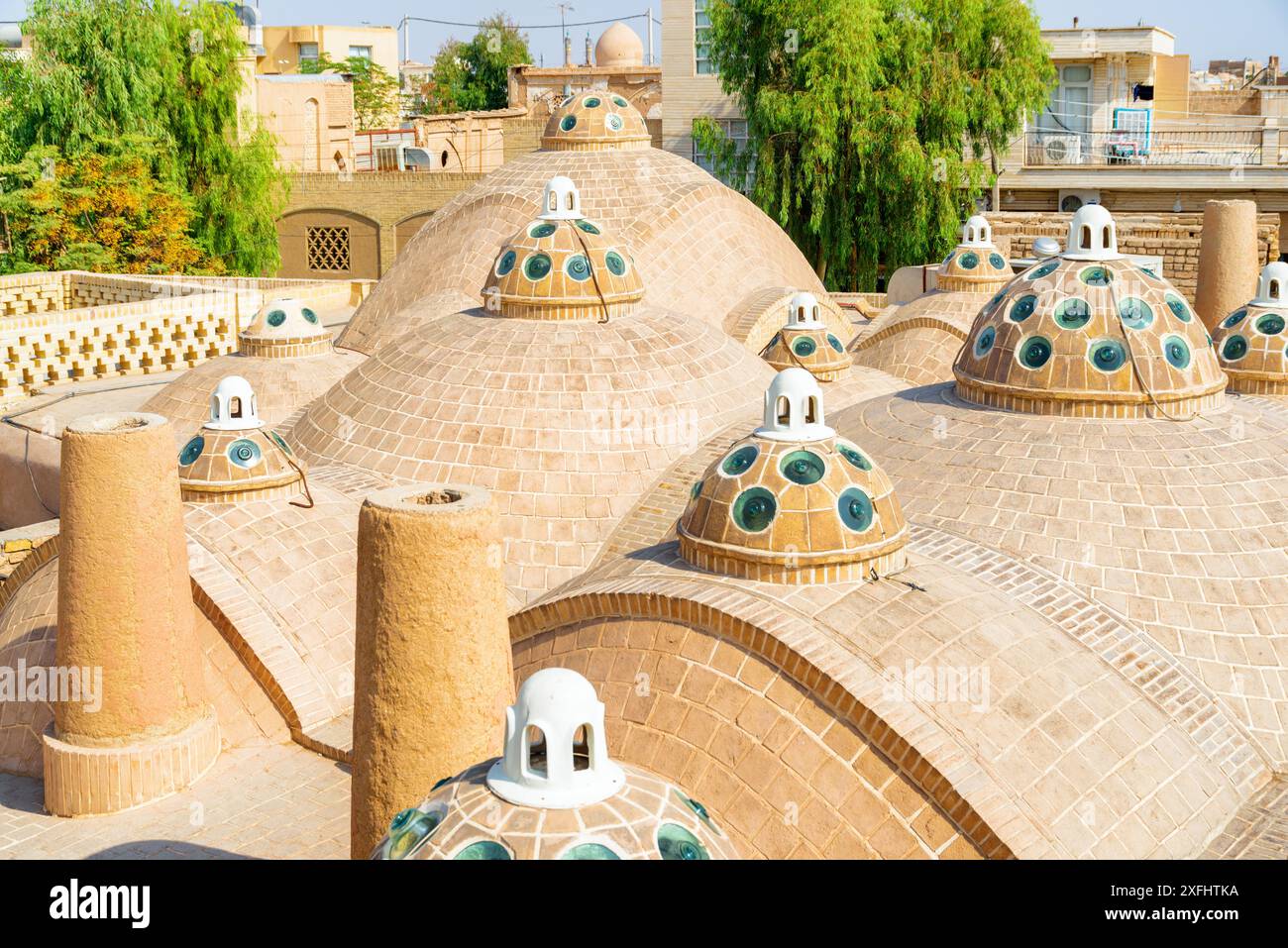 Wonderful view of domes with convex glasses on scenic roof of Sultan ...