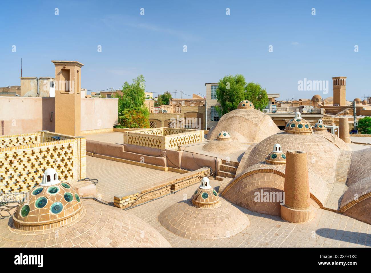 Wonderful view of domes with convex glasses on scenic roof of Sultan ...