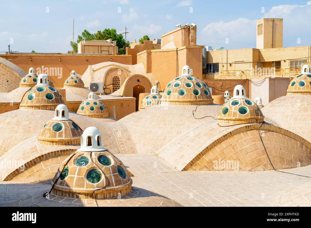 Wonderful view of domes with convex glasses on scenic roof of Sultan ...