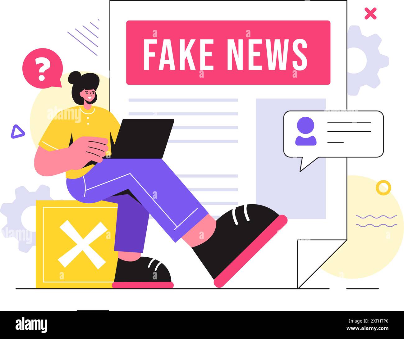 Fact or Fake Check News Vector Illustration with Myths vs Facts for ...