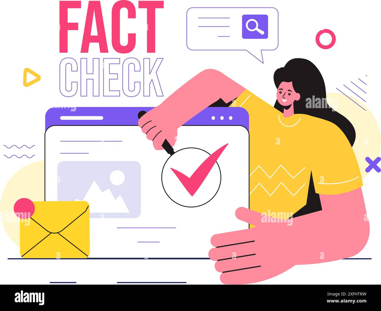 Fact or Fake Check News Vector Illustration with Myths vs Facts for ...
