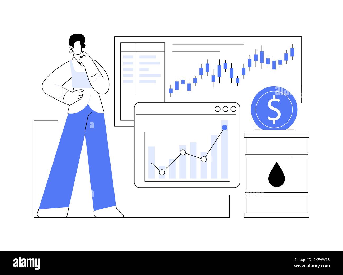 Oil trade monitoring abstract concept vector illustration Stock Vector ...