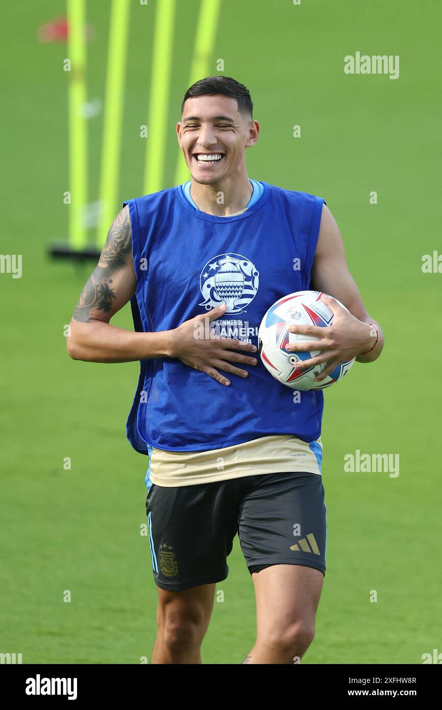 Argentina's defender Nahuel Molina takes part in a training session ...
