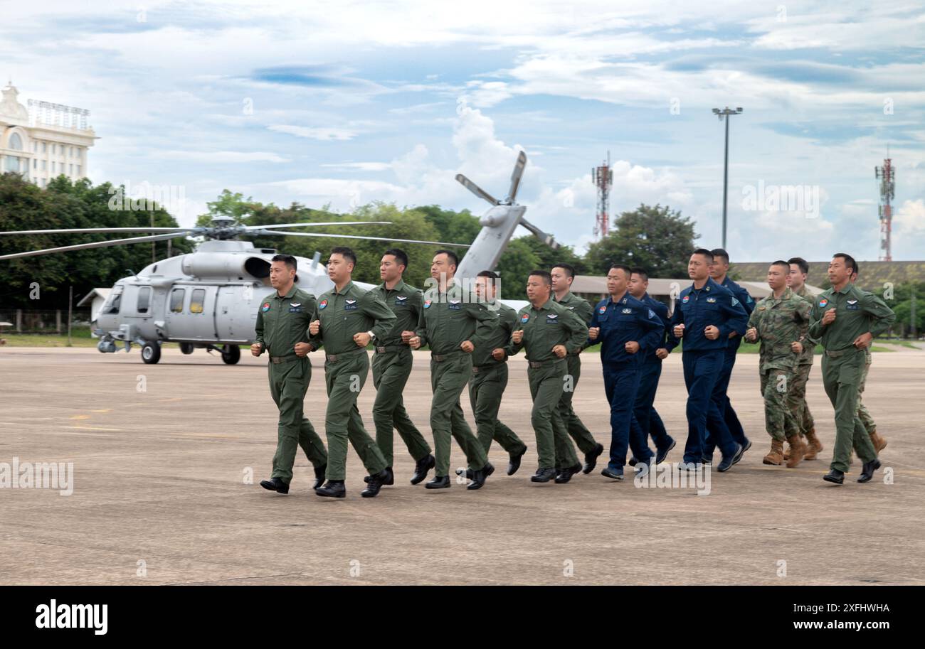 Vientiane, Laos. 30th June, 2024. The air force unit arrives at the ...