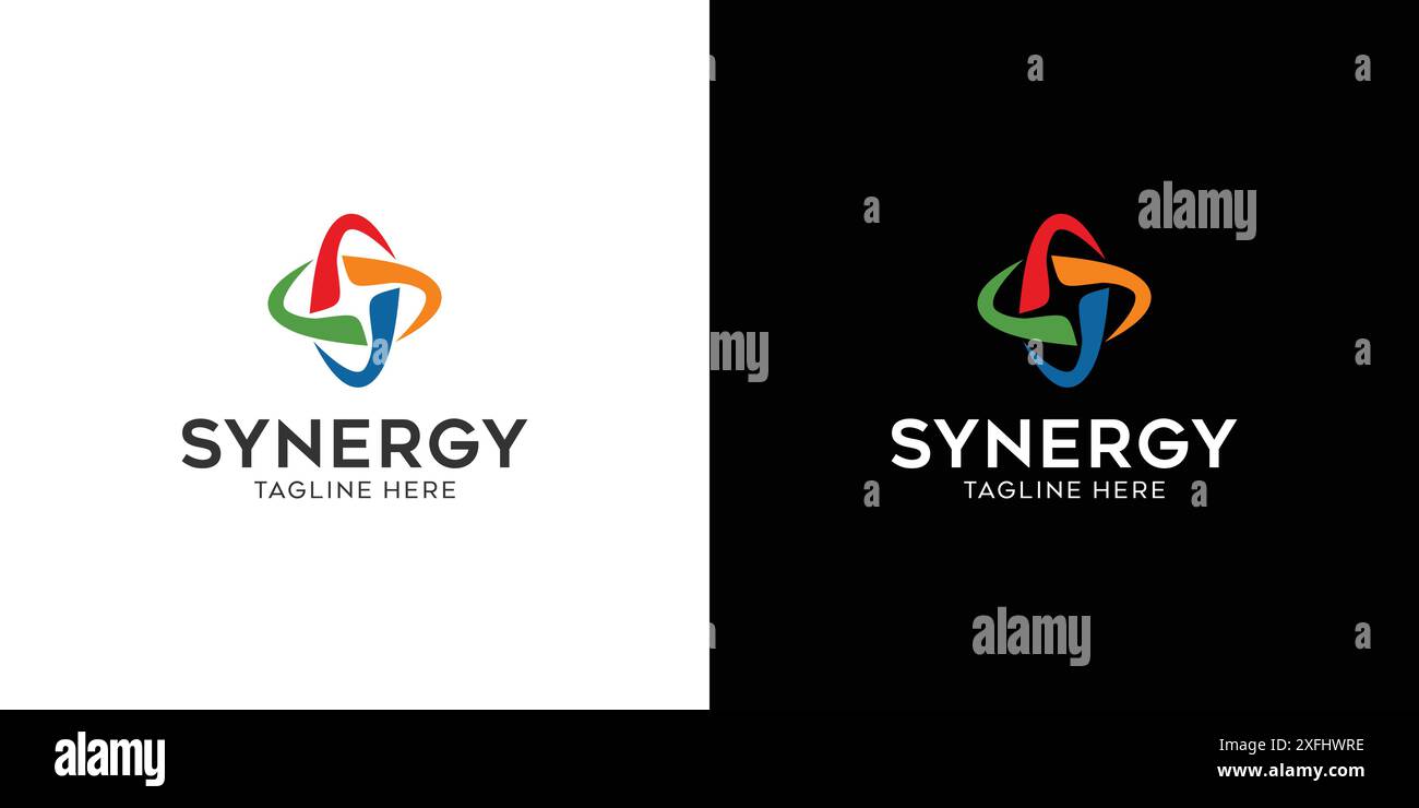 Logo synergy, concept of two or more entities working together ...
