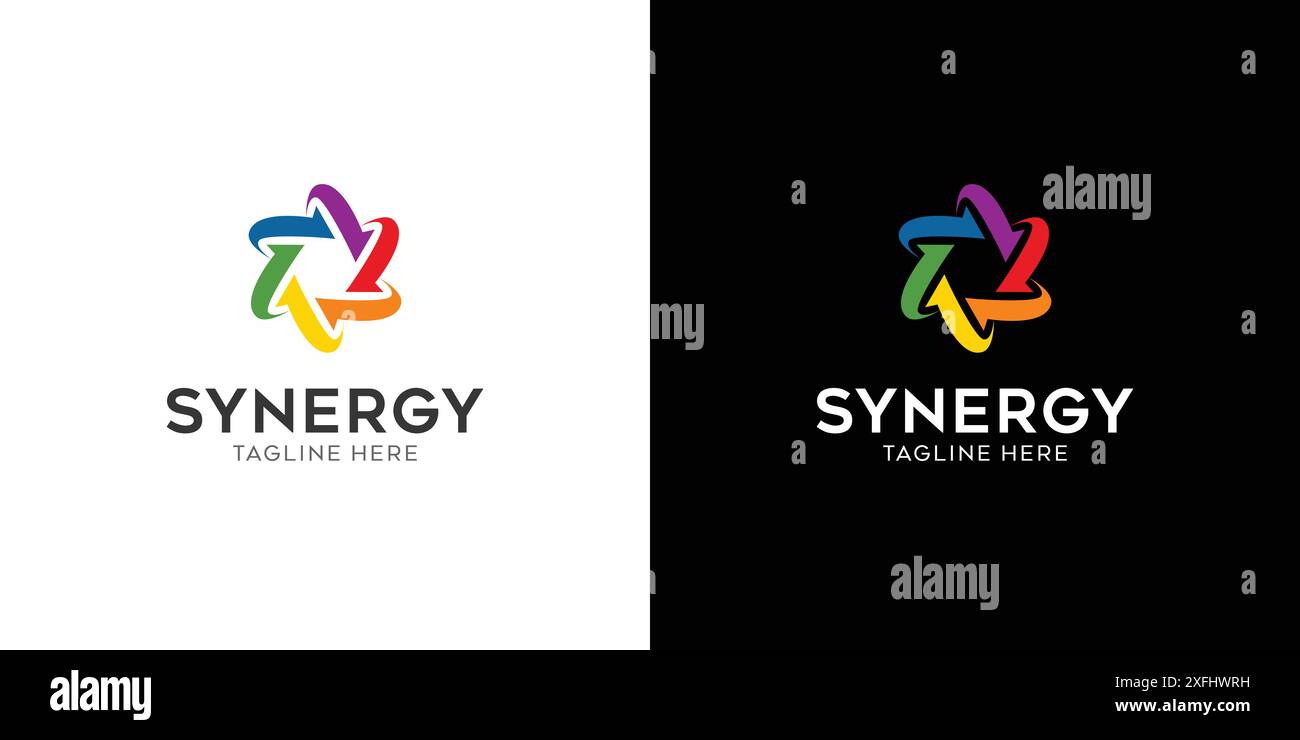Logo synergy, concept of two or more entities working together ...