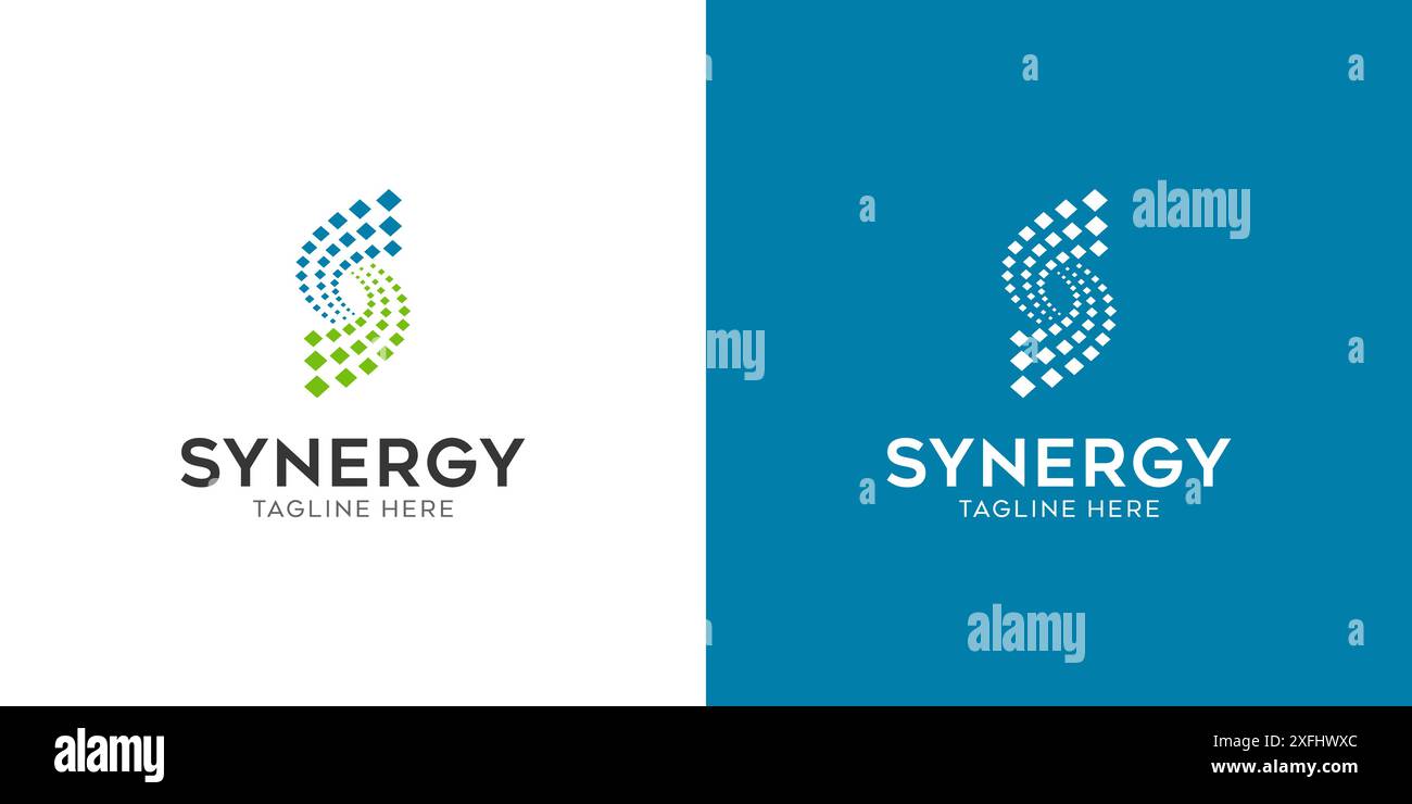 logo synergy, concept of two or more entities working together ...