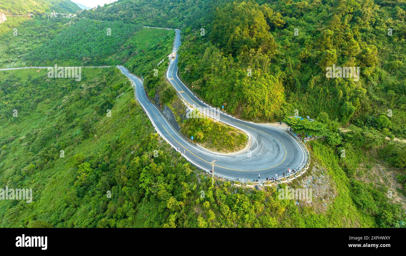 Aerial view of Hai Van Pass, is an approximately long mountain pass on ...