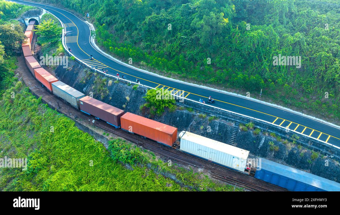 Aerial view of Hai Van Pass, is an approximately long mountain pass on ...
