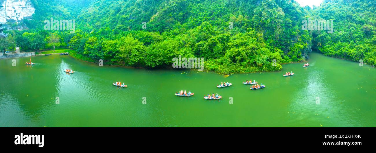 Landscape of Vu Cung at Tam Coc National Park. It was the place where ...