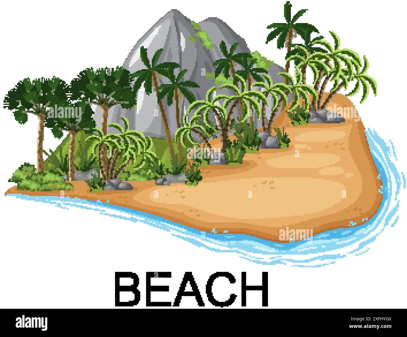 Island with palm trees and surrounding water Stock Vector Image & Art ...