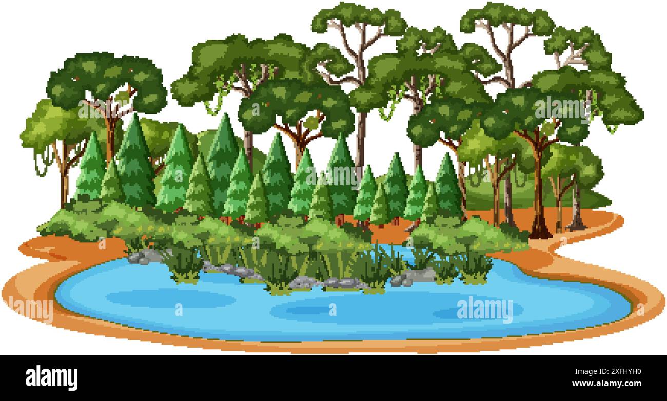 Lush pond Stock Vector Images - Alamy
