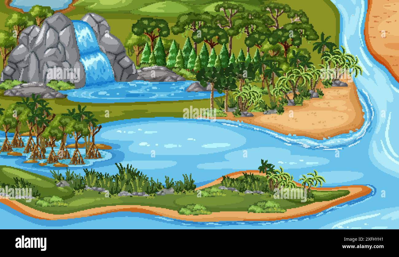 Picturesque river scene Stock Vector Images - Alamy