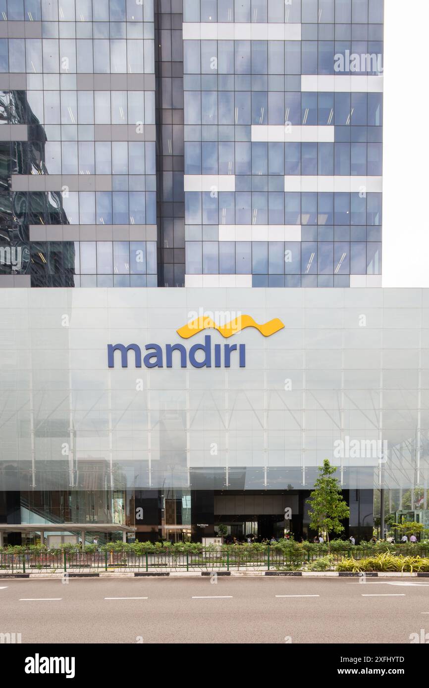 Vertical view of Mandiri Group signage can be view from a distance away ...