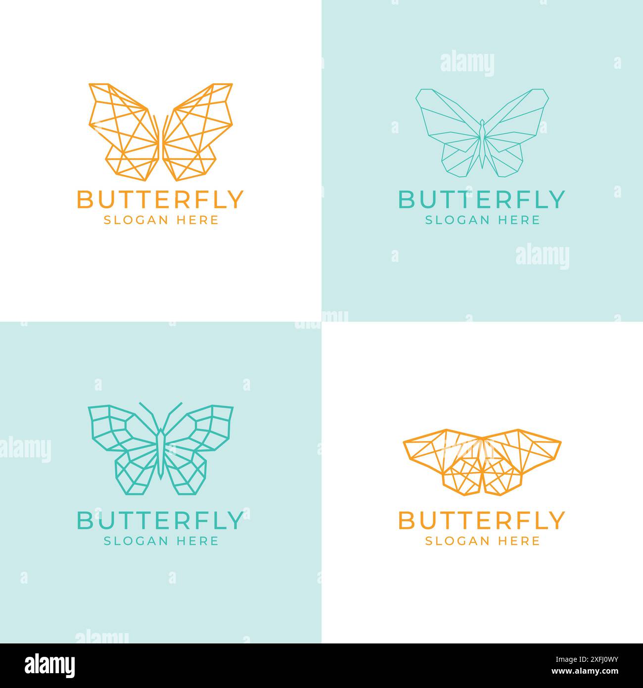 Four modern vector logo designs featuring butterflies, blending ...