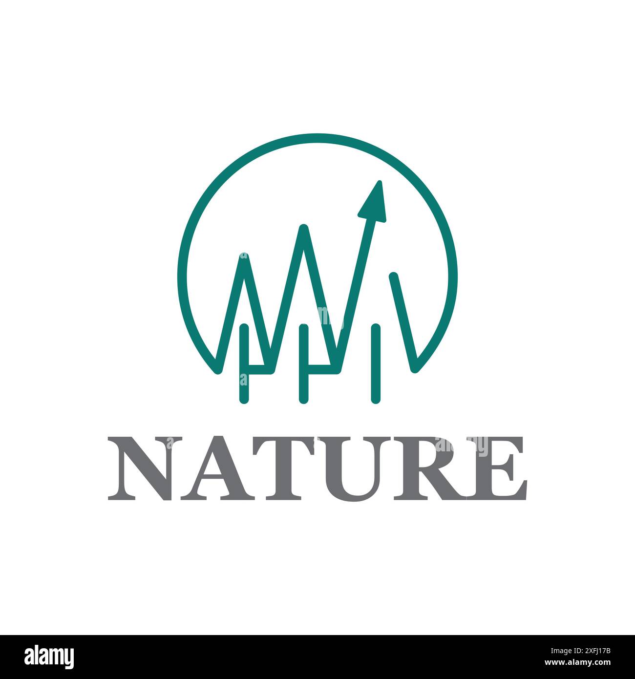 Green Pine Tree Nature Upward Arrow Circle Line Art Business Logo ...