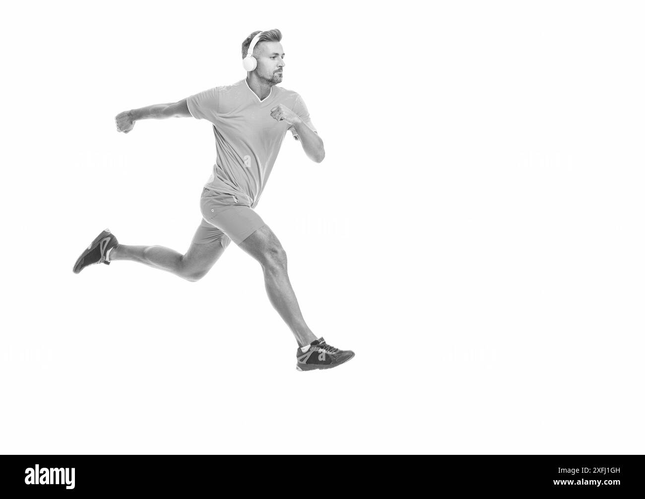 The sportsman running at full speed towards the finish line, banner ...