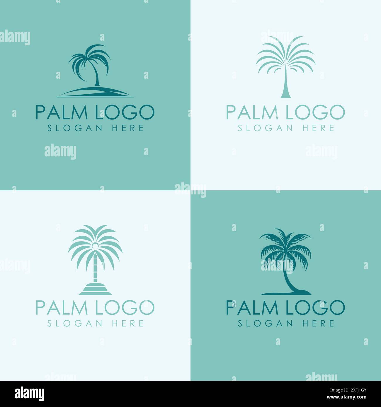 Explore four modern vector logos featuring palm trees, symbolizing ...