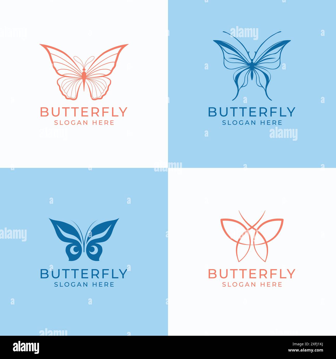 Four modern vector logo designs featuring butterflies, blending ...