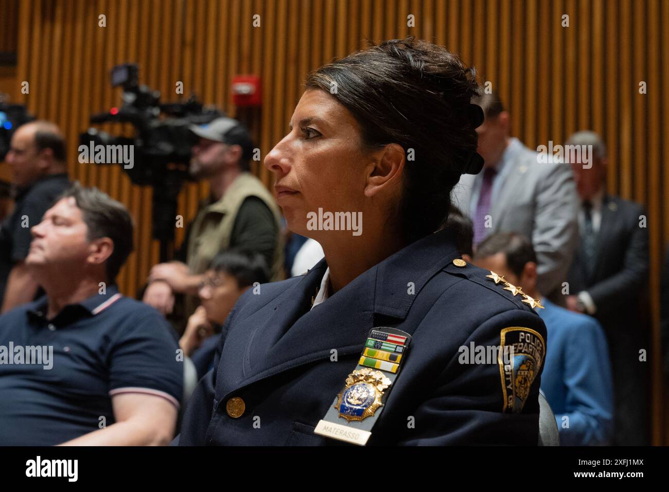NYPD Housing Chief Martine Materasso attends press briefing by Mayor ...