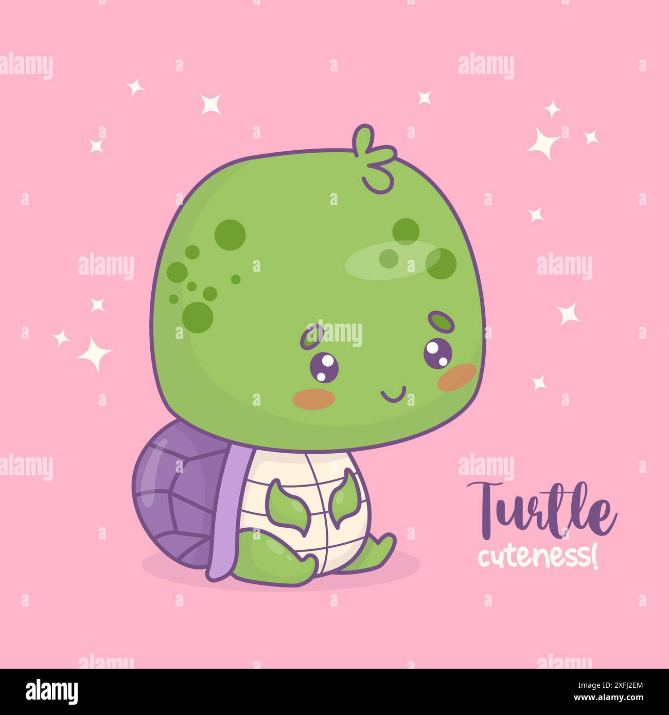 Cuteness turtle. Funny little cartoon kawaii character animal. Vector ...