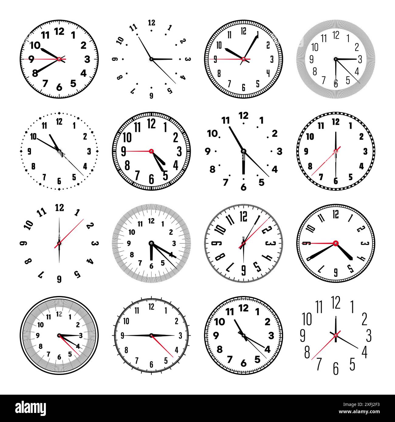 Mechanical clock faces with hands, bezel. Watch dial with minute, hour ...