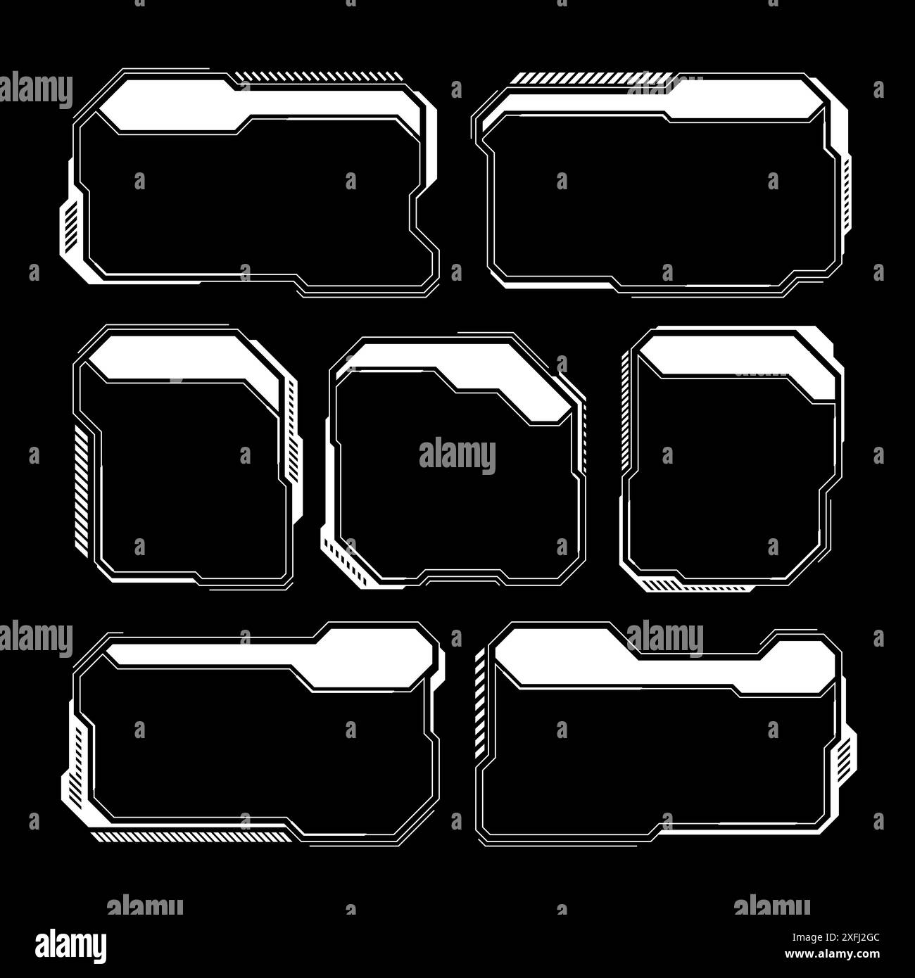 White futuristic HUD, UI elements. Sci-fi user interface text boxes ...