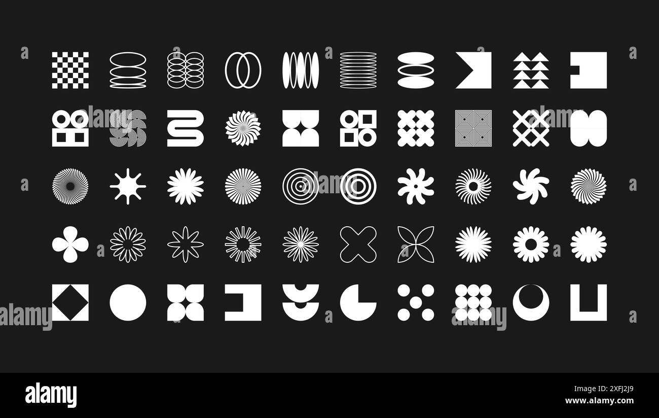 Brutalist geometric shapes, modern symbols. Simple primitive elements ...